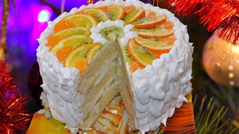 Вкусный ТОРТ на Новый год и не только: легкий бисквитно-фруктовый торт ...