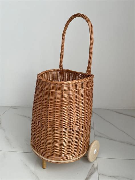 Плетеная тележка с ручкой, корзина для покупок Willow, корзина на ...