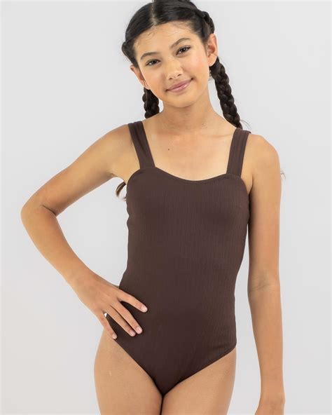 Topanga Girls' Este One Piece Swimsuit In Dark Choc - FREE* Shipping ...