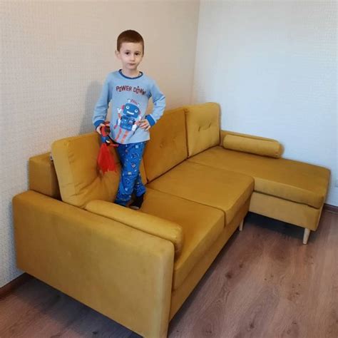 Диван угловой Динс Velvet Yellow – купить в Москве по цене 54 990 ...