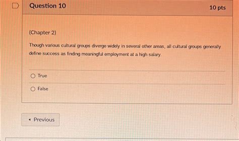Solved Question 1010 ﻿pts(Chapter 2)Though various cultural | Chegg.com