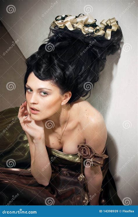 Rocco Style Woman in Luxury Dress Stock Image - Image of fashioned ...
