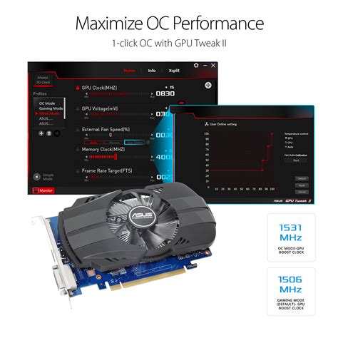 ASUS PH-GT1030-O2G GeForce GT 1030 2GB Phoenix Fan OC Edition HDMI DVI ...