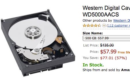 Deal of the Day: $135.00 Western Digital Caviar Green 500GB SATA II ...