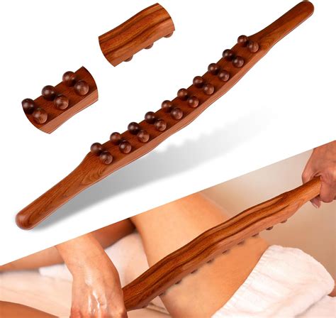 Amazon.com: Guasha Wood Stick Massage Tool,20 Beads Wood Massage Roller ...