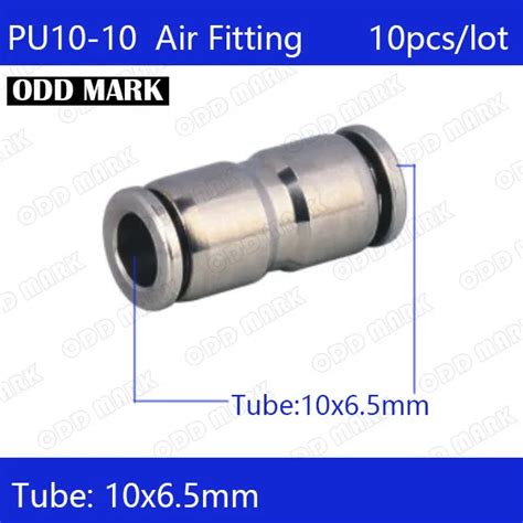 Free shipping 10pcs/lot 10mm PU10 10,304 Stainless Steel Straight Union ...