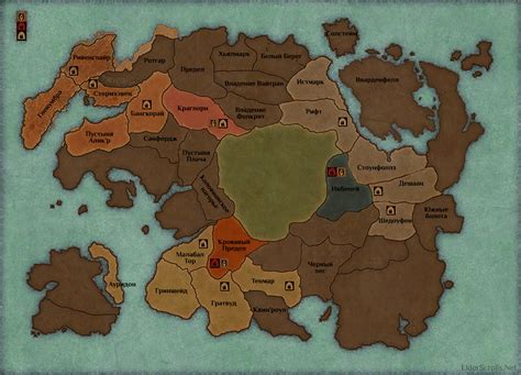 TES Online — Карта игровых зон | ElderScrolls.Net