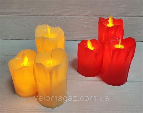 LED свечи с имитацией живого пламени, красный цвет, эффект ветра ...