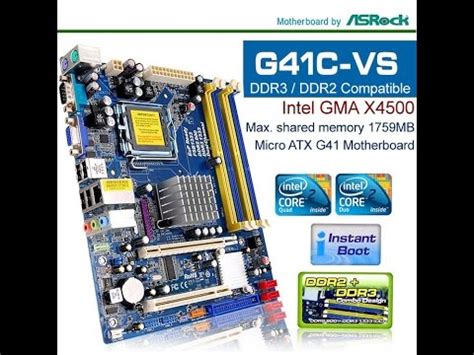 Motherboard AsRock G41C-VS Micro ATX Eup Ram DDR2 DDR3 Support Windows ...