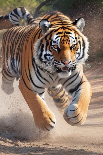 Premium AI Image | A tiger running in the wild