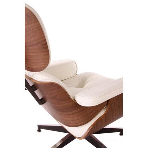 Модное дизайнерское кресло: Кресло кожаное с оттоманкой кремовое Lounge ...