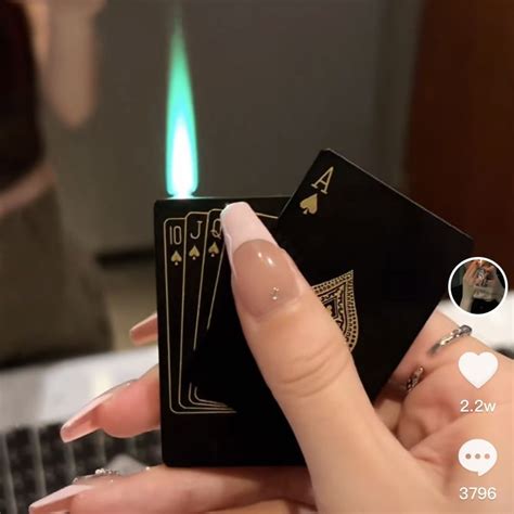 Металлические игральные карты Газовая зажигалка с подсветкой для ...