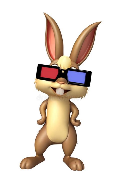 Персонаж из мультфильма зайчика с стеклами 3d Иллюстрация штока ...