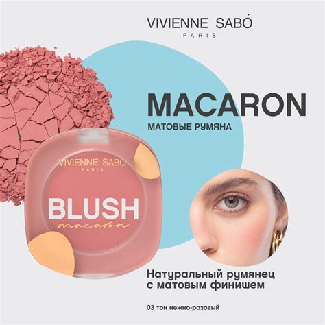 Vivienne Sabo Матовые румяна для лица Macaron, тон 03 нежно-розовый ...