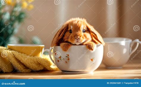Cute Rabbit in a Cup Cartoon Stock Illustration - Illustration of ...
