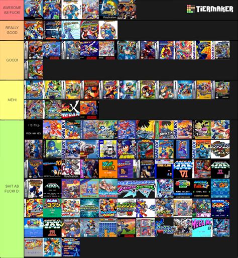 Create a Every Single Mega Man game Tier List - Tier Maker