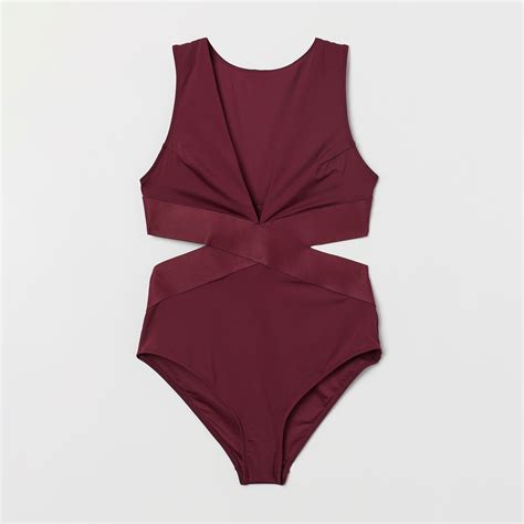 Купальник женский слитный H&M 01-0684824-011 38 Бордовый ...