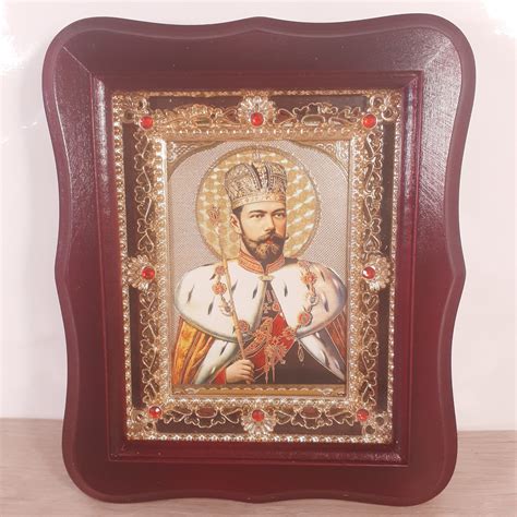 Икона Святой царь Мученик Николай Александрович, лик 10х12 см, в темном ...