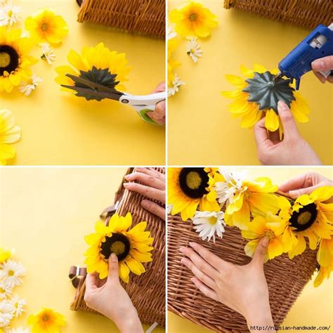 Декорирование корзинки искусственными цветами - Russian-Handmade.com