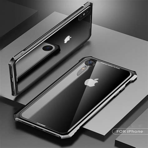 Чехол из закаленного стекла для iphone XS Max, Роскошный Металлический ...