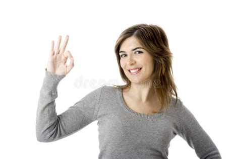 Optimistische Frau stockbild. Bild von herrlich, zeichen - 7644089
