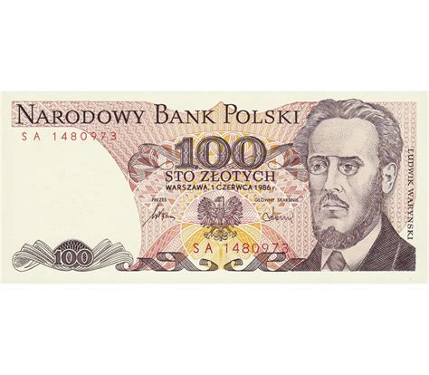 Купить банкноту 100 злотых 1986 Польша Пресс в интернет-магазине