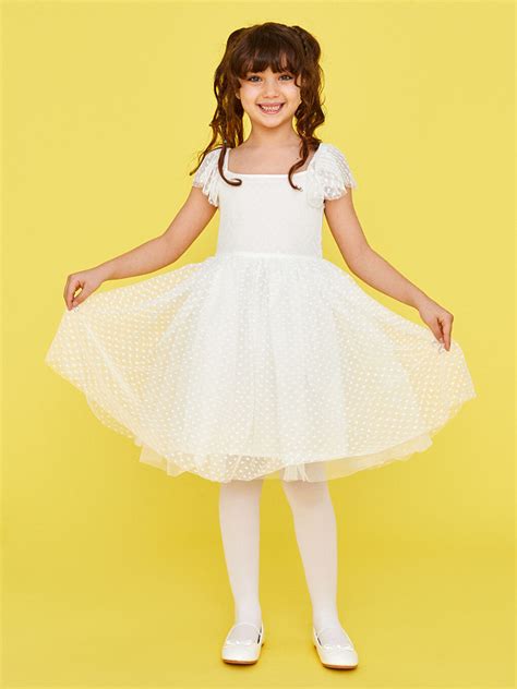 Square Collar Self Patterned Short Sleeve Girls' Dress -S2EA44Z4-FFB ...