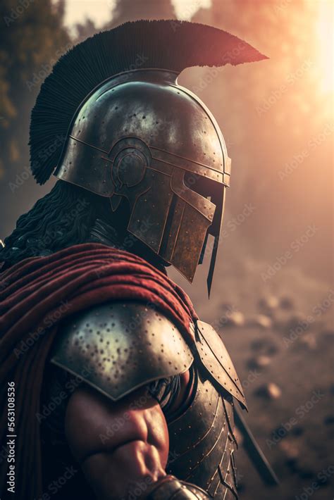 Illustration of a spartan warrior in armor, antique Greek military ...