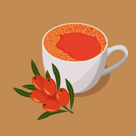 Облепиховый чай. ягодный или фруктовый чай. лечебный чай. белая чашка ...