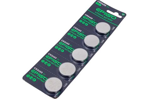 Элементы питания Epilso литиевый cr2450 3v 5 шт на блистере EPB-CR2450 ...