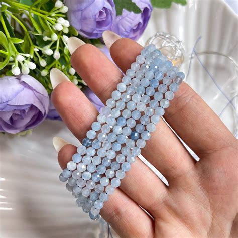 Купить Бусины для украшений из Аквамарина огранка, длина нитки 39 см ...