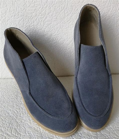Loro Piana! Женские лоферы туфли полу ботинки натуральная серая замша ...