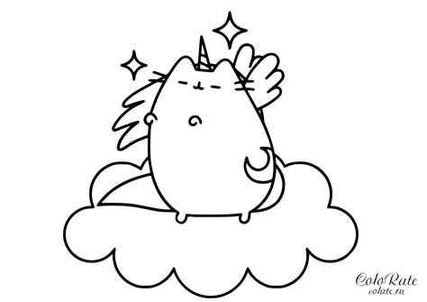 Раскраска Pusheen the Cat единорог распечатать - Pusheen Cat