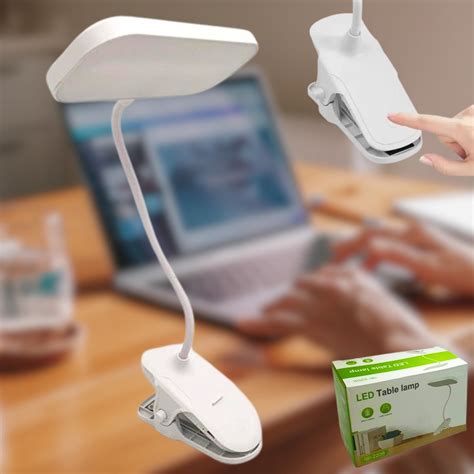 Настольная LED лампа светодиодная сенсорная на прищепке аккумуляторная ...