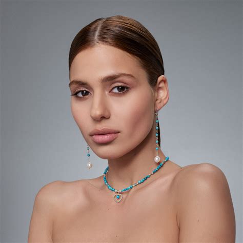 Плетеные серьги из аризонской бирюзы, жемчуга и серебра – GERNICA JEWELRY