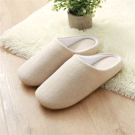 Winter Soft Floor Slippers Indoor Warm Soft Bottom Striped Women ...