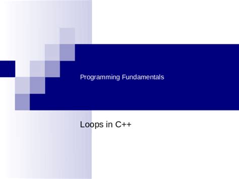 (PDF) Programming Fundamentals Loops in C++