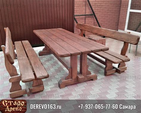 Стол скамейка из досок - 82 фото