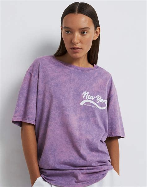 Сиреневая футболка oversize с объёмным принтом GKT024702-1 купить по ...
