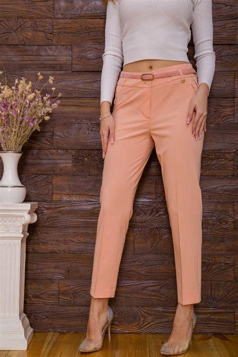 Женские Костюмные Брюки с Ремешком Персикового Цвета 182R303 — Купить ...