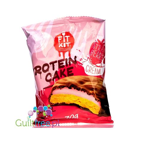 FitKit Protein Cake Strawberry Cream - grube ciastko proteinowe z ...