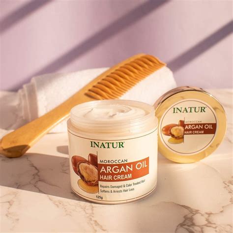 White Inatur Argan Hair Cream with Moroccan Argan 125g, Packaging Size ...