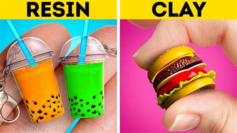 RESIN VS. POLYMER CLAY || Colorful Mini Crafts And DIY Accessories That ...