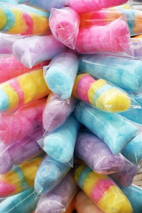 Colorful Sweet Cotton Candy in Plastic Package Stock Image - Image of ...