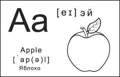 Английский алфавит. Черно-белые карточки 14 на 9.