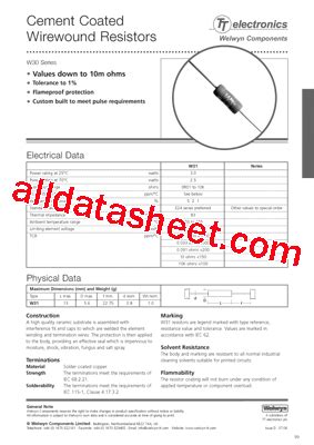 W31 Datasheet(PDF) - Welwyn Components Limited