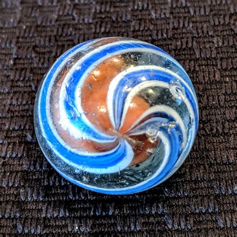 Large Unusual Salmon Orange Solid Core Swirl - Old Rare Marbles