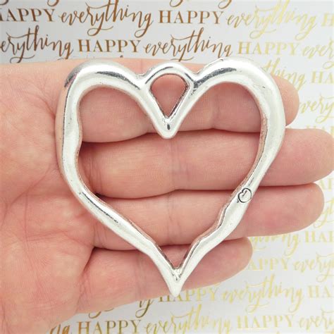 1 Silver Open Heart Charm Pendant Large by TIJC SP1787 | Etsy