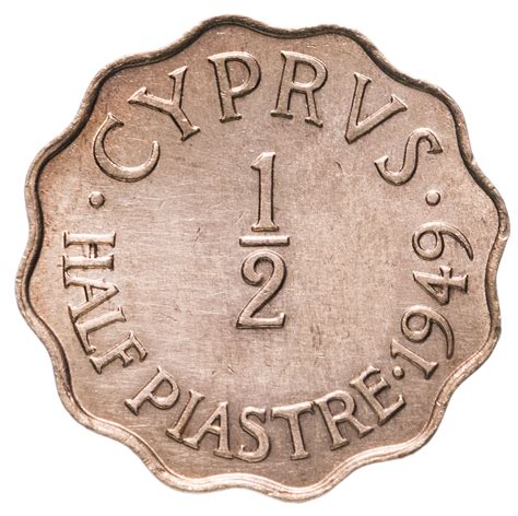 Монета Кипр 1/2 пиастра (piastre) 1949 стоимостью 724 руб.