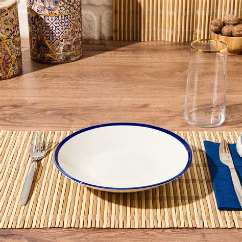 Tulu Porselen Deniz Çukur Yemek Tabağı - Lacivert - 22 cm